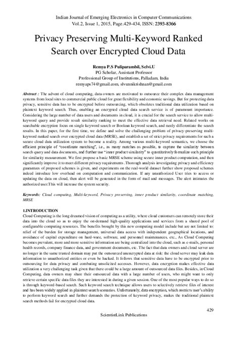 pdf privacy preserving multi keyword ranked search over encrypted cloud data remya s and