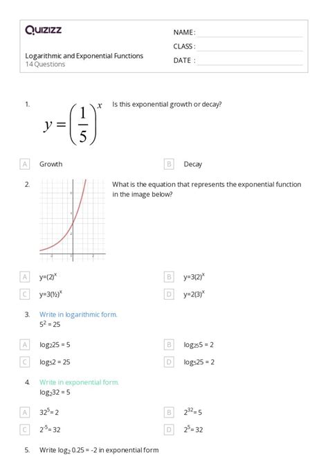 50 derivatives of exponential functions worksheets for 11th grade on quizizz free and printable