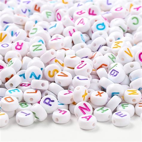 DAHI 1000pcs Perles De Lettre Perles Rondes Alphabet A Z Lettre