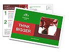 Naked Woman Covered In Red Shawl Postcard Template Design ID