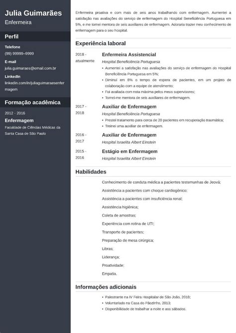 Exemplo De Curr Culo De Enfermagem Como Fazer E Baixar Pdf