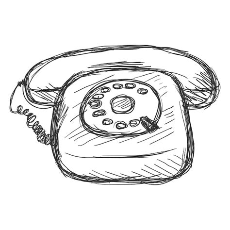 Vektor schmutzige skizze altes telefon mit wählscheibe Premium Vektor