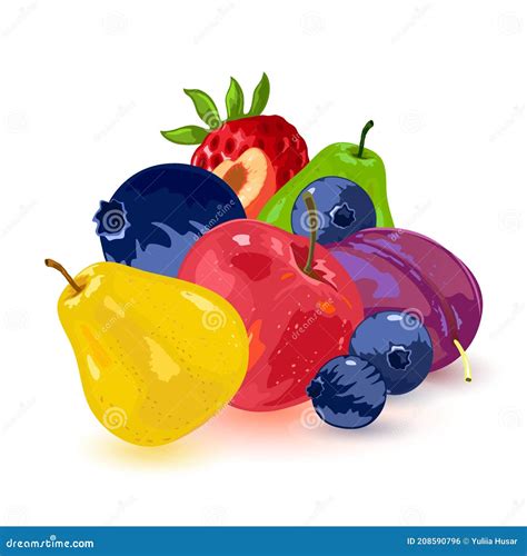 Conjunto De Frutas Deliciosas De Dibujos Animados Ilustración del