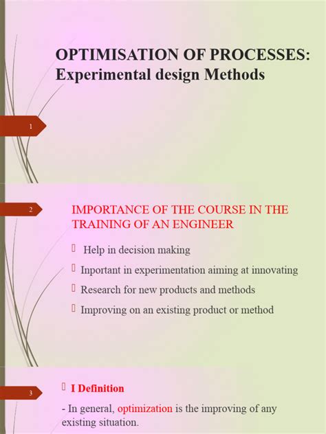 optimisation 1 ppt pdf mathematical optimization design of experiments