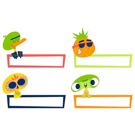 Free Vector Retro Cartoon Name Label Stickers Collection