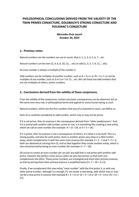 pdf philosophical conclusions derived from the validity of the twin primes conjecture