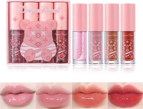 4Packs Lip Oil And Lip Gloss Set Lip Oil Hydrating Non Sticky Lip Glow