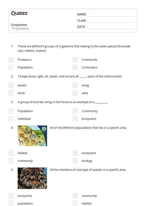 50 Ecosystems Worksheets For 6th Grade On Quizizz Free Printable