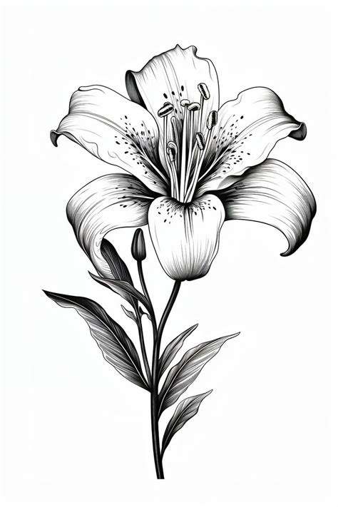 Simple Line Art Drawing Of A Lily Lilies Drawing Line Art Drawings