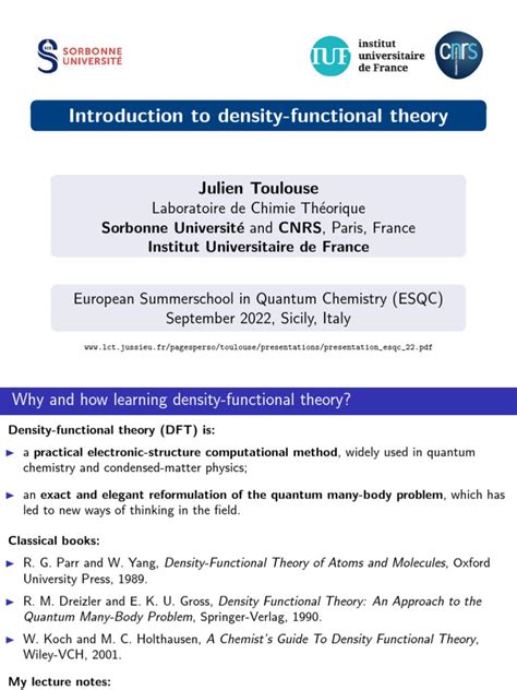 esqc2022 dft toulouse pdf density functional theory hartree fock method