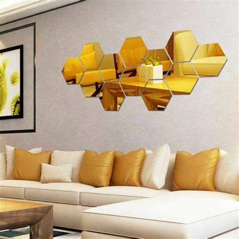 Pza Calcoman A Hexagonal Extra Ble Diy Espejo D Adhesivo De Pared