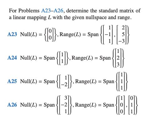 solved for problems a23 a26 determine the standard matrix