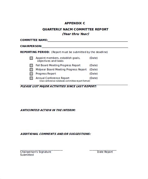 Committee Report Templates Sample Templates