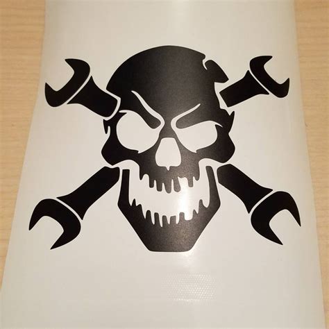 2 Packskull With Wrenches Or Skull With Pistons Mechanic Etsy