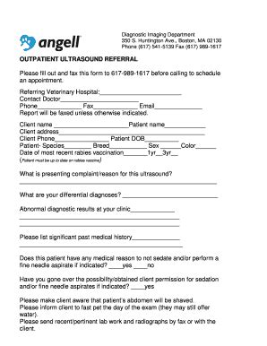 Fillable Online Outpatient Ultrasound Referral Mspcaorg Fax Email