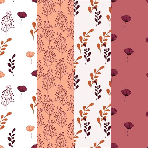 Un Conjunto De Diferentes Patrones Con Flores Vector Premium