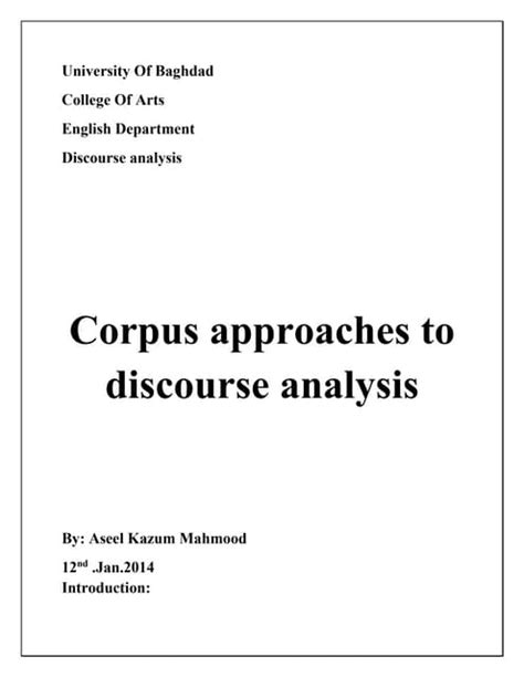 corpus approaches to discourse analysis pdf