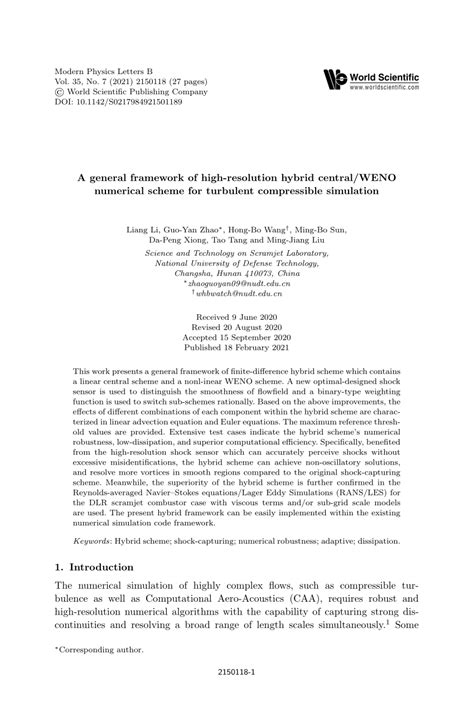pdf a general framework of high resolution hybrid central weno numerical scheme for turbulent