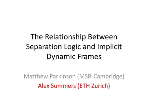 the relationship between separation logic and implicit dynamic frames ppt download