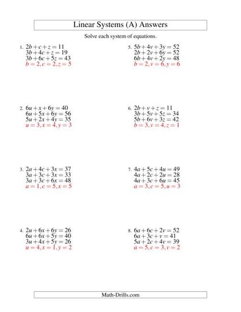 systems of linear equations three variables all