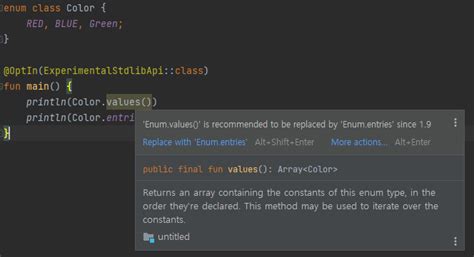 [kotlin] enum의 새로운 values function 등장 entries — 점냥 s log