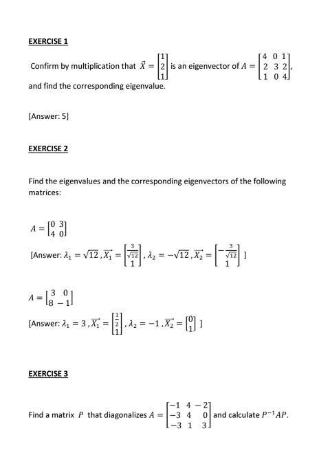 solved exercise 1 1 [4 0 1] 2 3 2 1 0 4 confirm by