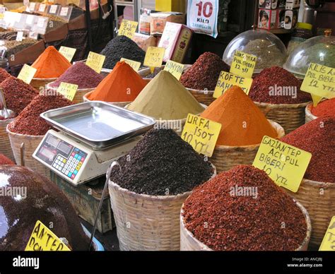 Spices In The Misir Carsisi Egyptian Bazaar Istanbul Turkey Stock