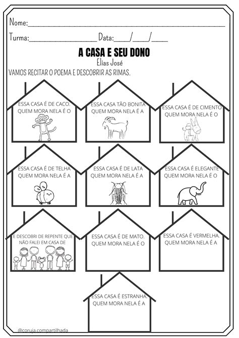 Sequência Didática A casa e o seu dono Elias José Cantinho Ensinar