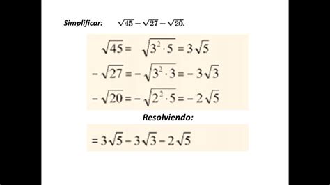 Ejercicios de raíces simplificación YouTube
