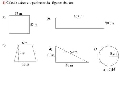 Calcule a área e o perímetro das figuras abaixo brainly br