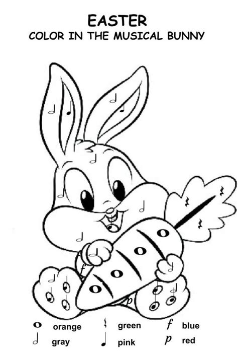 Easter Color In The Bunny With Musical Terms Music Worksheets Music