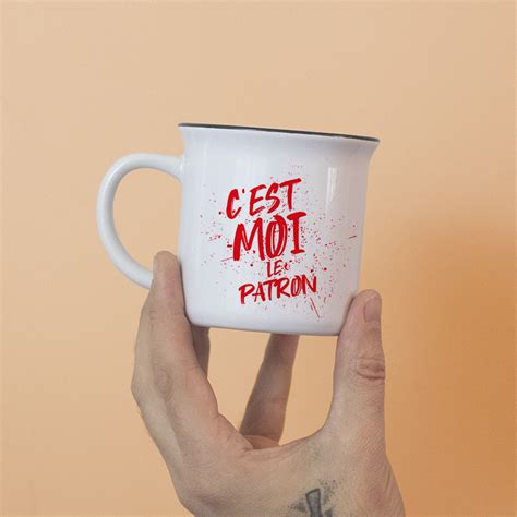 Mug émaillé ou céramique C est moi le patron Bibiche fait son cirque