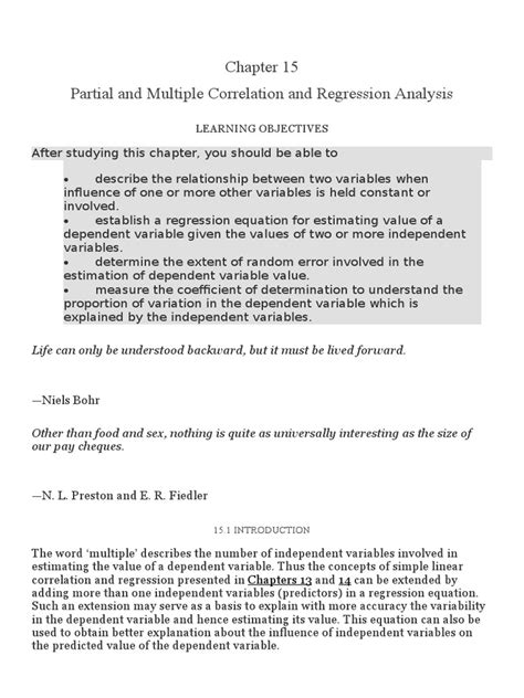 chapter 15 partial and multiple correlation and regression analysis pdf regression analysis