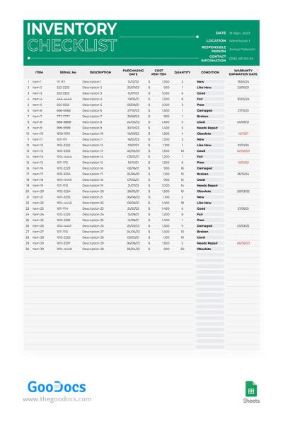 Plantillas Gratuitas De Lista De Inventario Para Excel Y Google Sheets