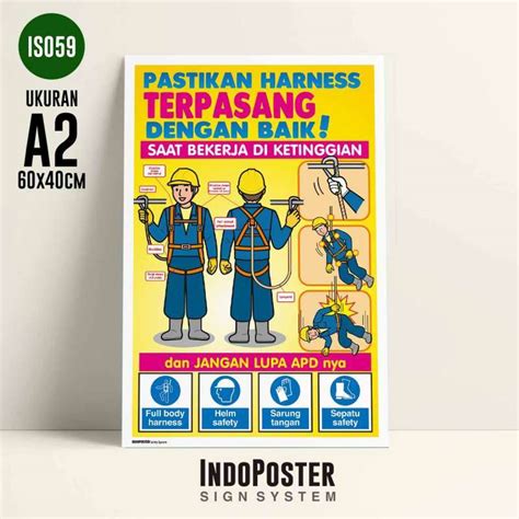 Jual Poster K3 Safety Pastikan Full Body Harness Berfungsi Dengan Baik