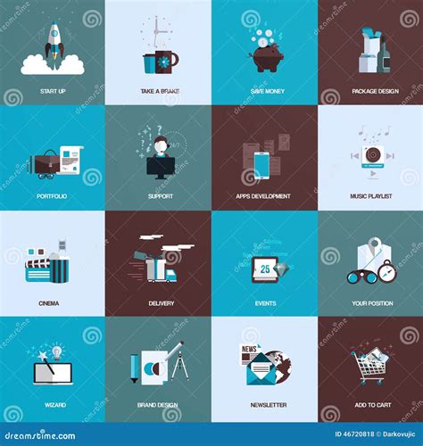 Sistema De Iconos Planos Del Concepto De Diseño Ilustración del Vector