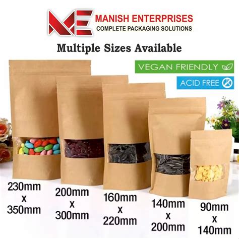 Brown Kraft Paper Stand Up Zipper Pouch At Rs 2 77 Piece Seeds Pouch