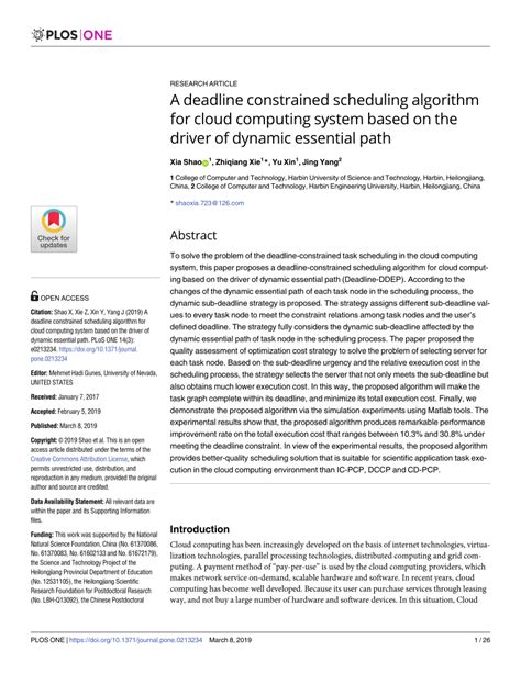 pdf a deadline constrained scheduling algorithm for cloud computing system based on the driver