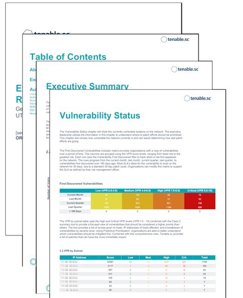 Executive VPR Summary Report SC Report Template Tenable