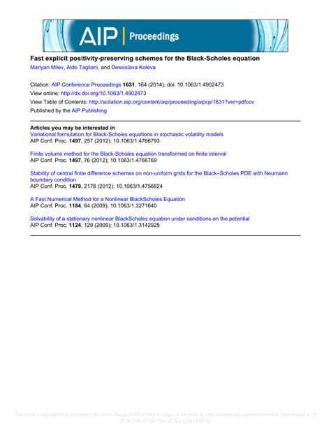 pdf fast explicit positivity preserving schemes for the black scholes equation