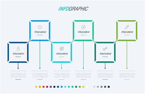 6 Infographic Timeline Square Template Business Conceptvector C Vector