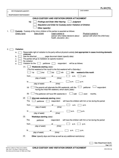 Fillable Online FL341 TC CASE NUMBER PETITIONER PLAINTIFF RESPONDENT