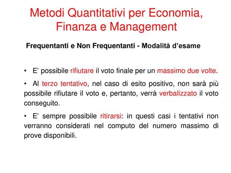 Metodi Quantitativi Per Economia Finanza E Management Lezione N1
