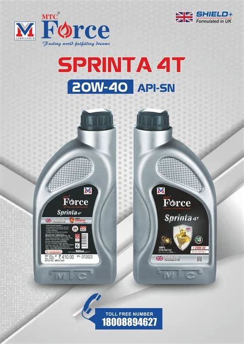 Force 20W40 SPRINTA SYNTHETIC ENGINE OIL Bottle Of 900ml Grade Api