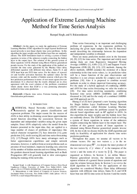 pdf application of extreme learning machine method for time series analysis geng xue