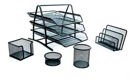 Bandeja Organizador Papelera Metal Portapapel Kit Oficina