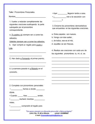 Taller Pronombres Pdf