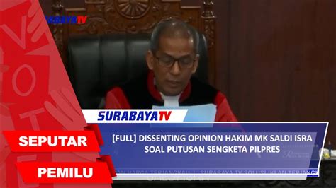 FULL DISSENTING OPINION HAKIM MK SALDI ISRA SOAL PUTUSAN SENGKETA