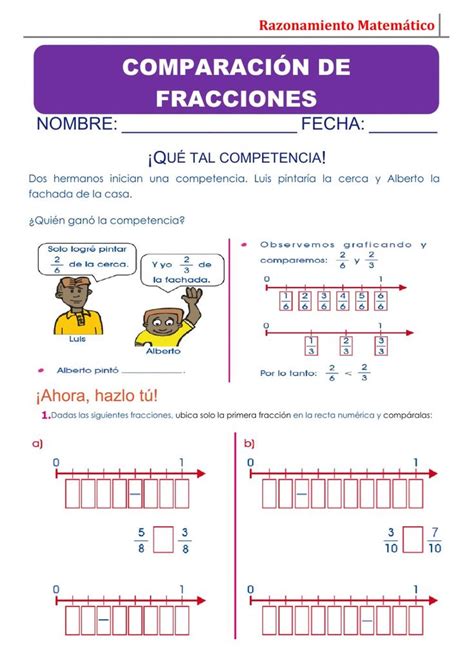 Actividad Interactiva De Comparacion De Fracciones Para Grado 4