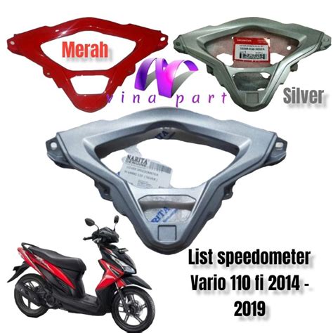 Jual Cover List Speedometer Vario 110 Fi Led K46 Silver Merah Original